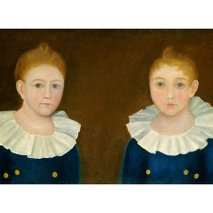 Folk Art Brothers Art Print Two Boys Painting American Folk - Etsy