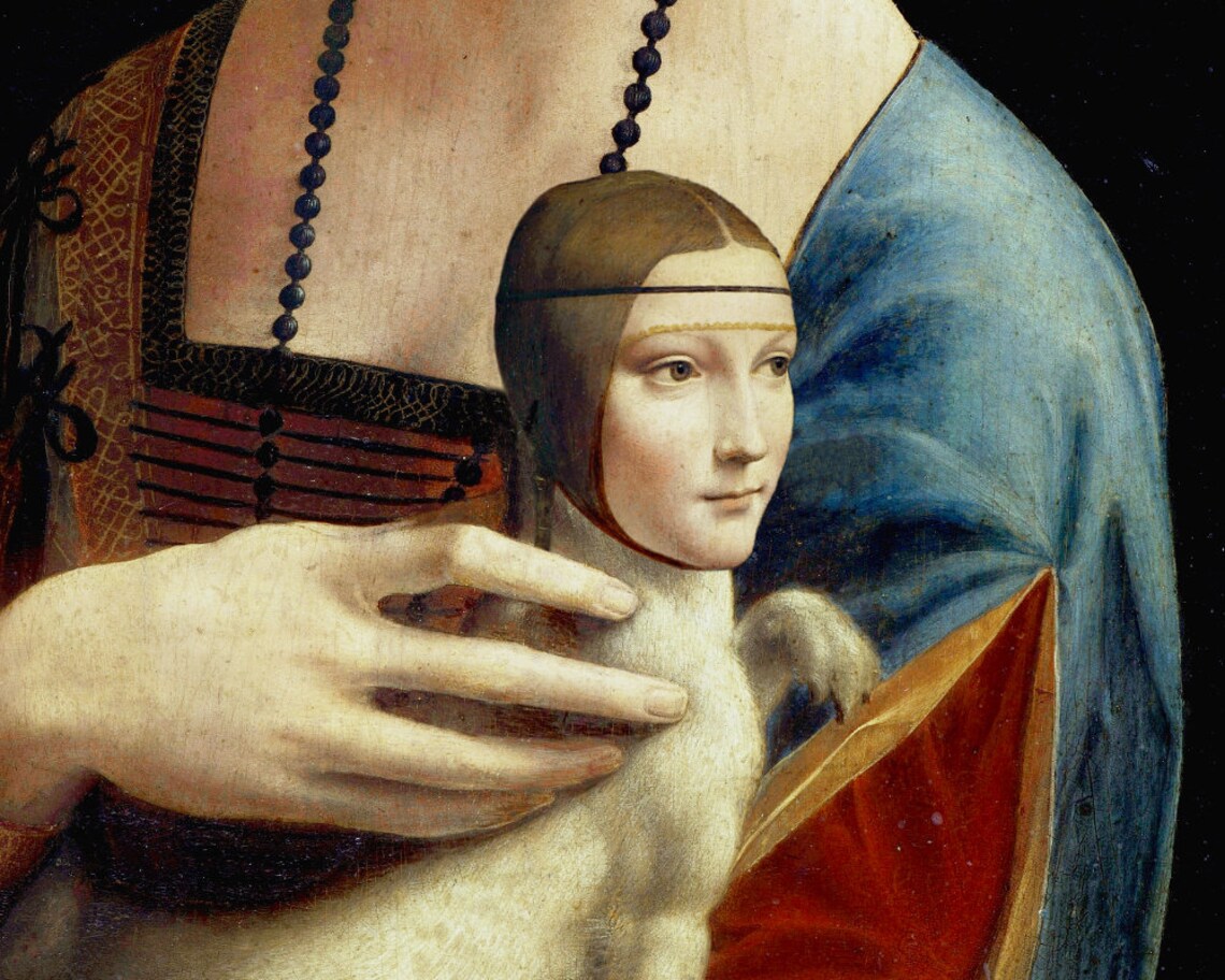 Ermine With Lady, Collage Art Print, Leonardo Da Vinci the Lady With an ...