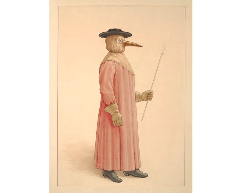 Plague Doctor Art Print, Antique 17th Century Black Plague Costume ...