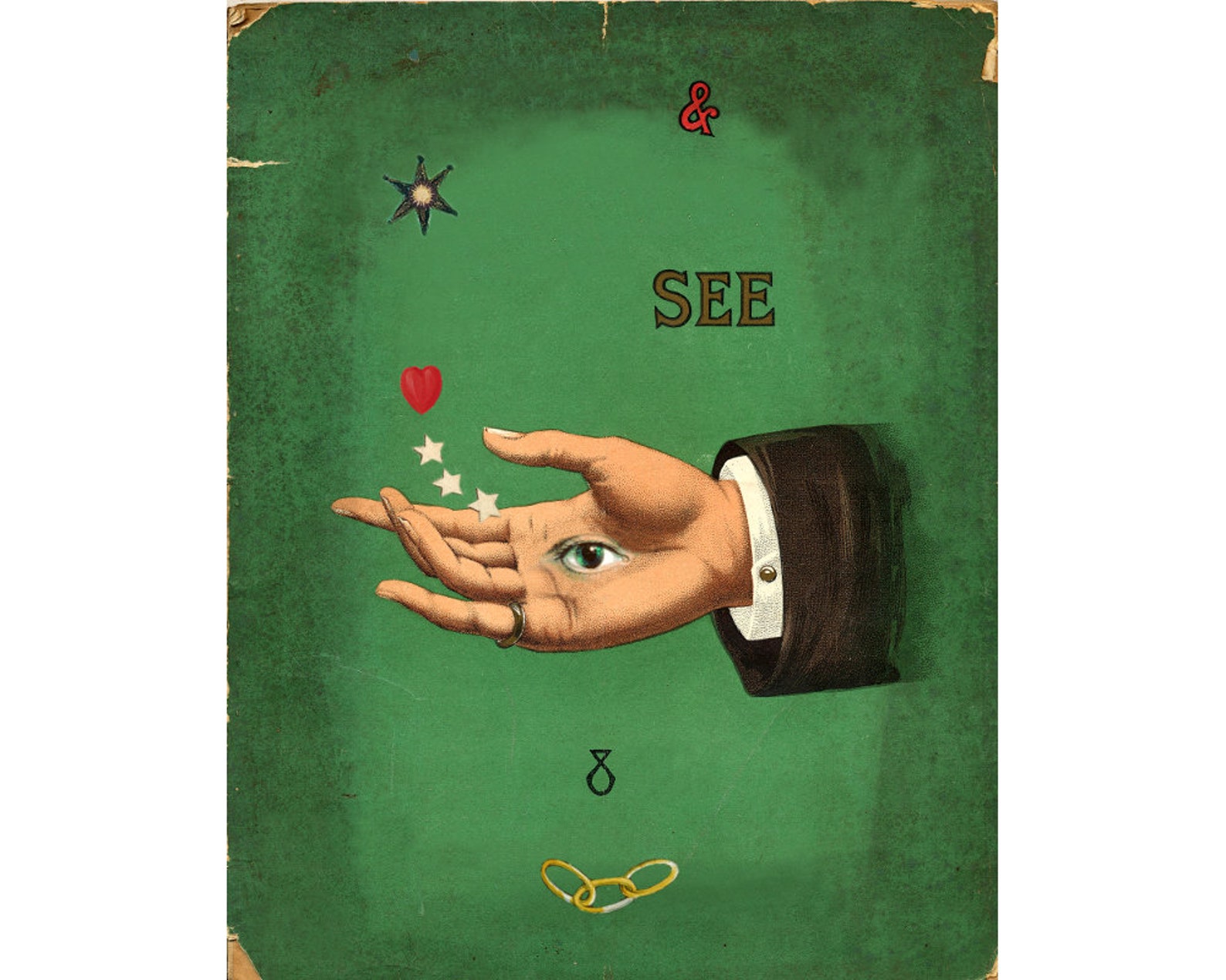 The Secret, Collage Art Print, Hand With Eye, Surreal Wall Art, Magical ...