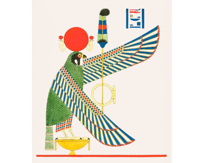 Ancient Egyptian Art Print Hawk Falcon Horus Winged Sun - Etsy