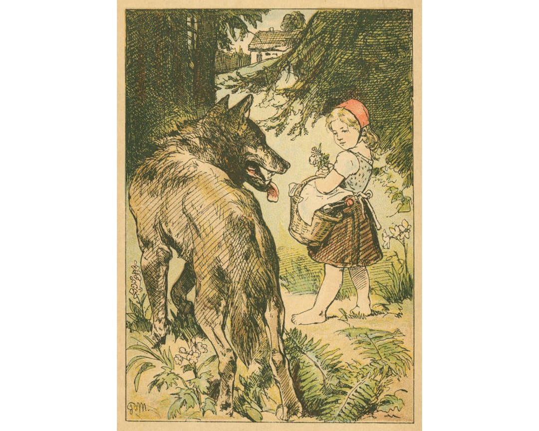 Little Red Riding Hood Art Print, Big Bad Wolf, Red Riding Hood ...