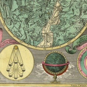 Antique Celestial Map Print, Constellations Wall Art, Old Map of the ...