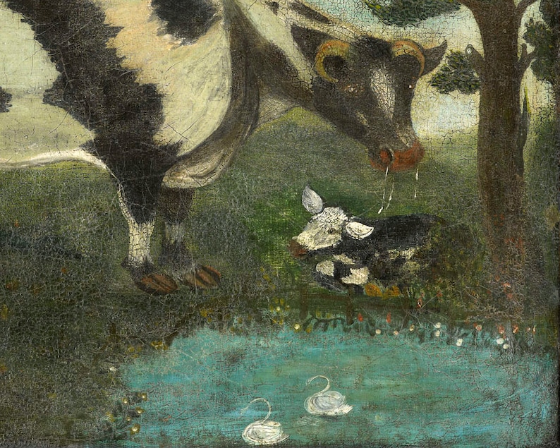 Antique Folk Art Cow Painting Primitive British Folk Art - Etsy