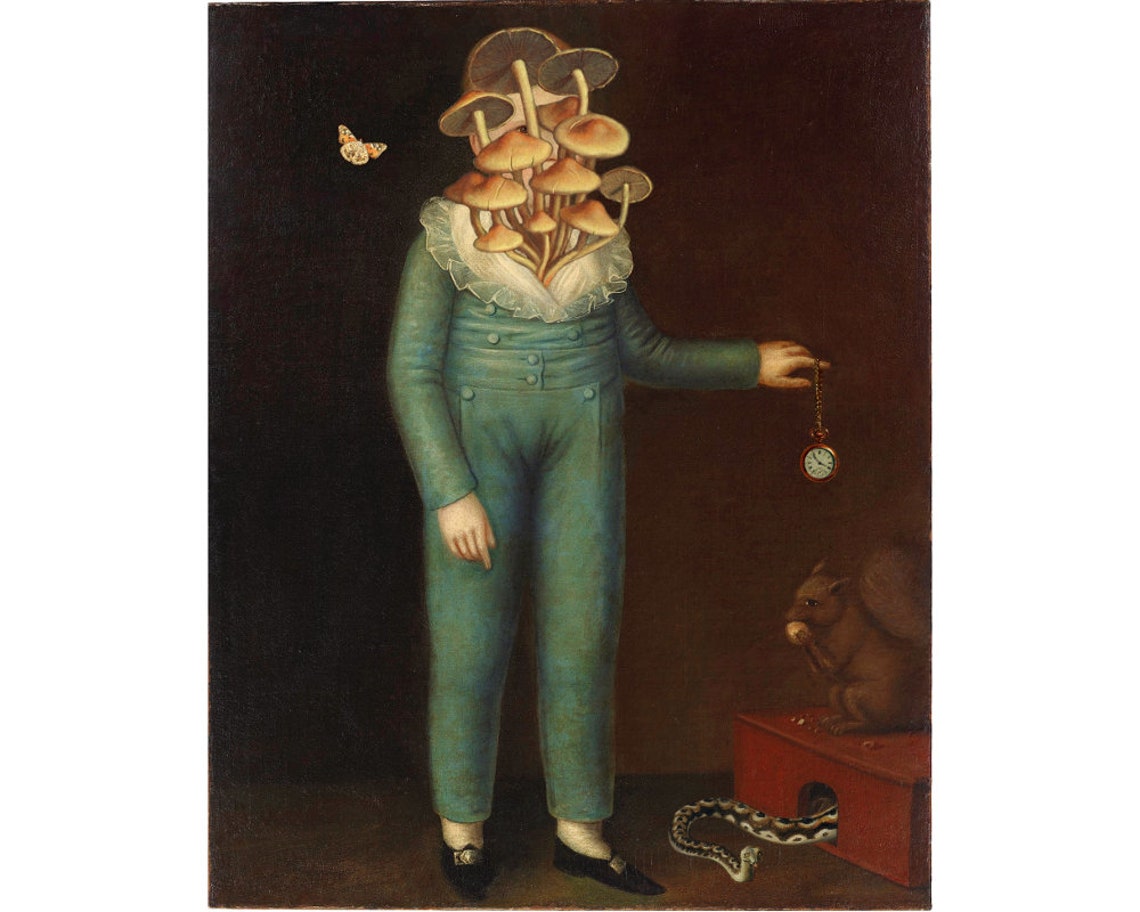 Through a Dark Room, Surreal Collage Art Print, Vintage Folk Art ...