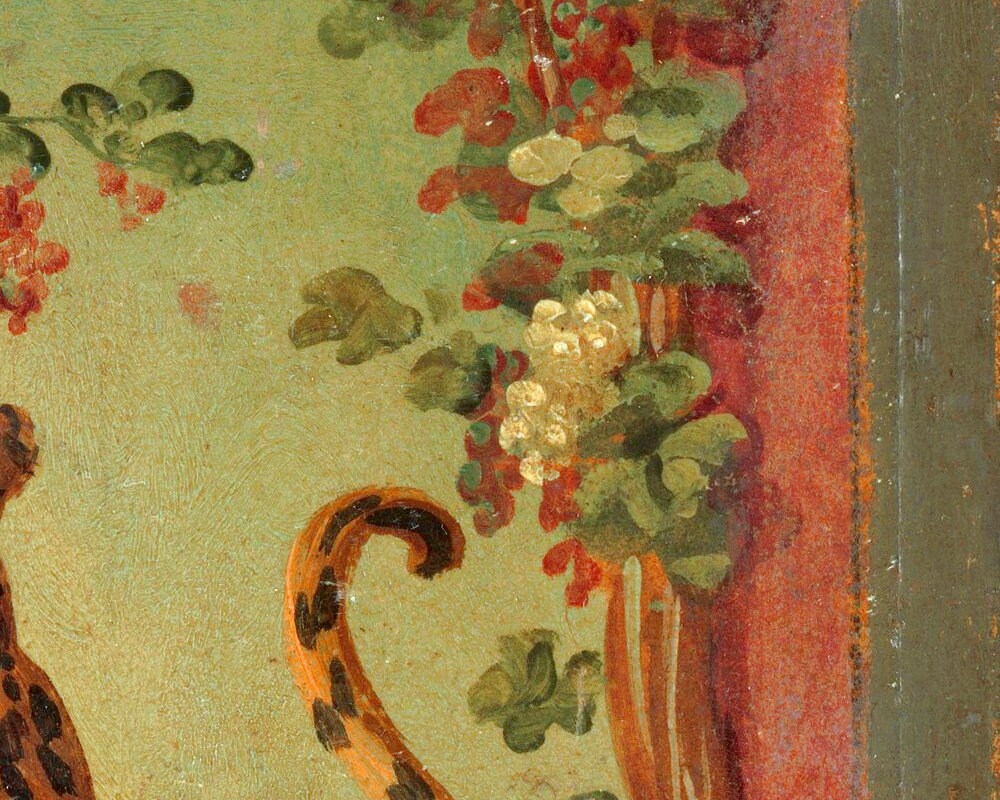 Panthers of Bacchus Eating Grapes, Antique French Animal Painting ...