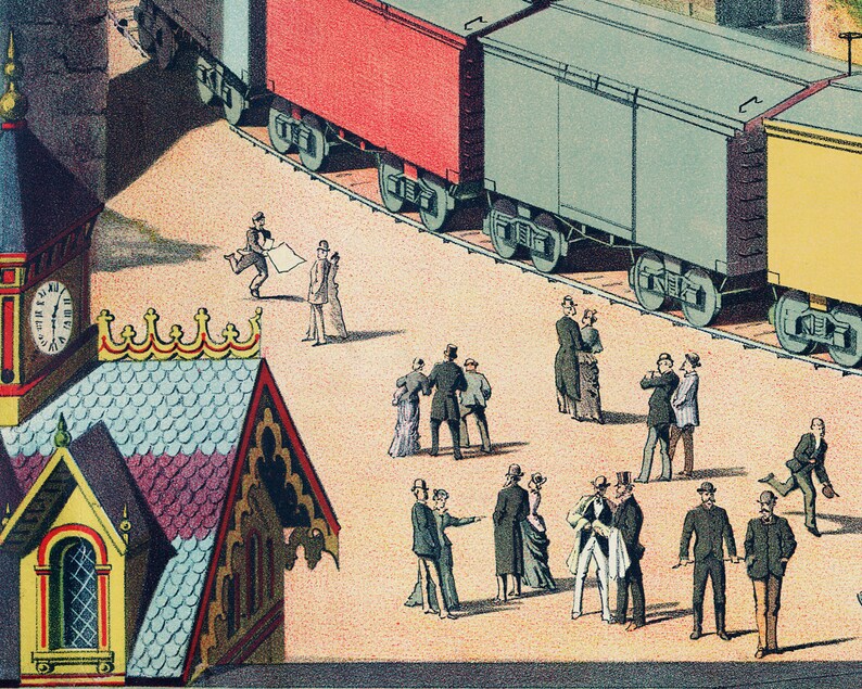 Antique Train Art Print Colorful Vintage Train Wall Art - Etsy