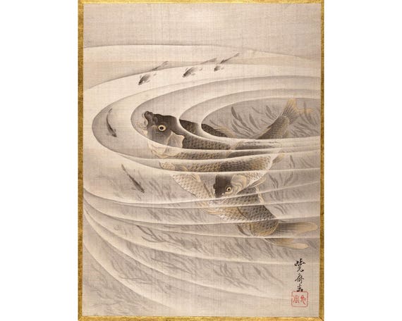 Japanese Fish Art Print Koi Art Print Goldfish Carp Pond - Etsy