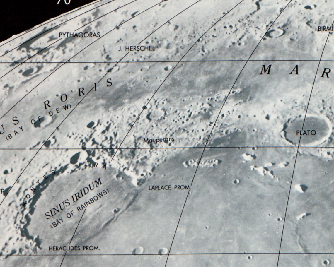 Large Map of the Moon Vintage Moon Map Print Celestial | Etsy