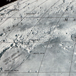 Large Map of the Moon, Vintage Moon Map Print, Celestial Diagram ...