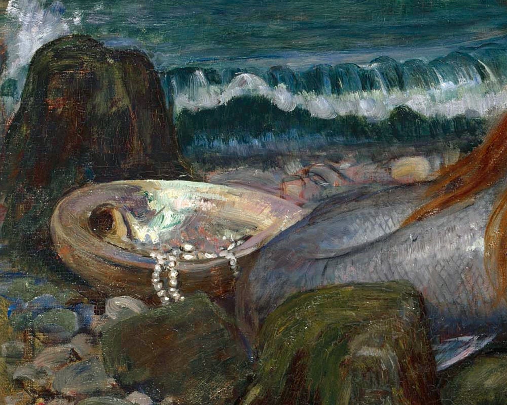 A Mermaid by John William Waterhouse Art Print, Vintage Mermaid Oil ...