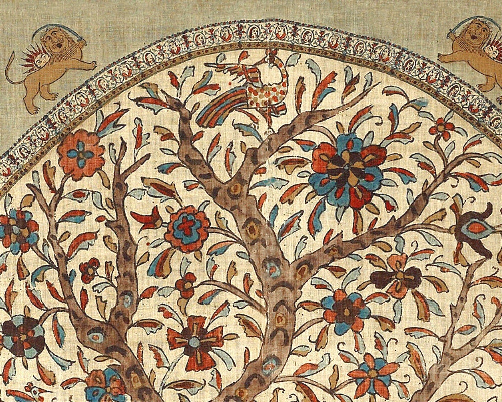 Persian Tree of Life Art Print Antique Ketubah Iranian Lions - Etsy