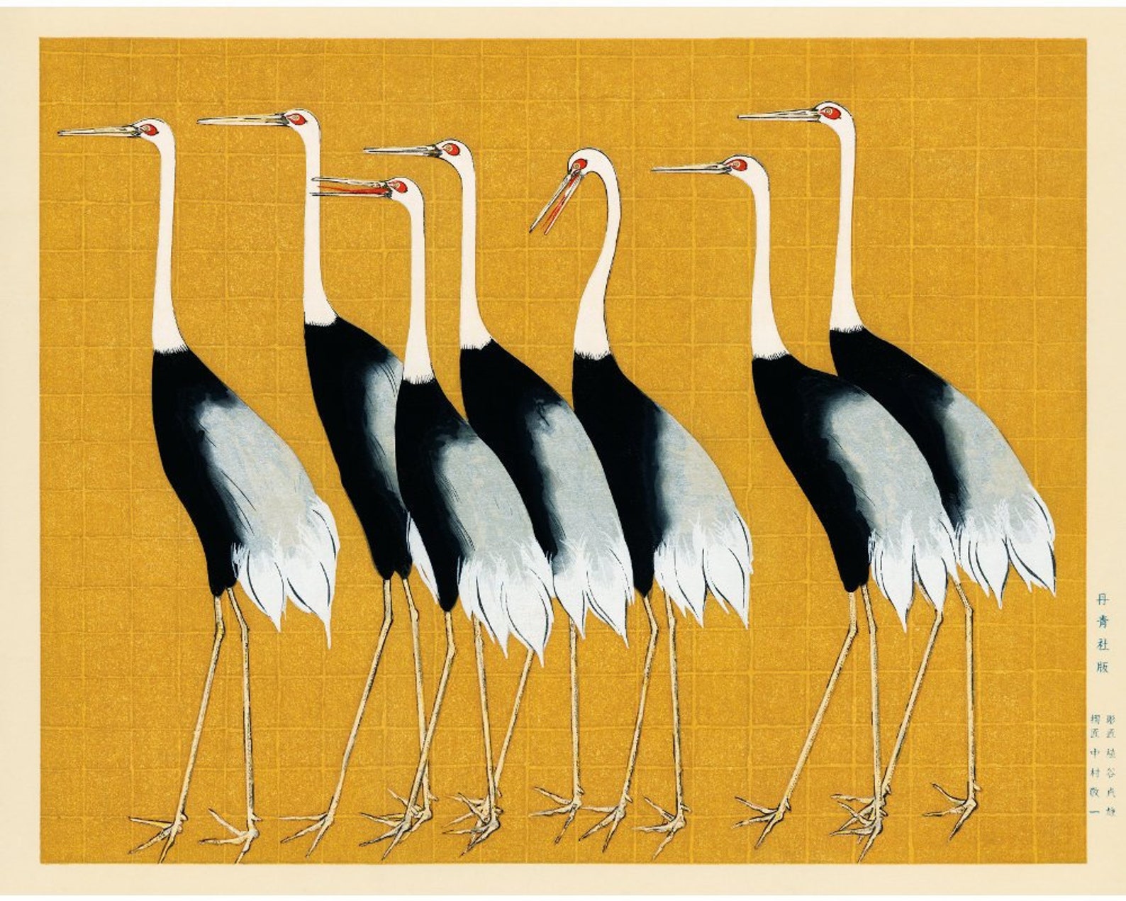 Japanese Crane Painting Art Print Flock of Red-crowned - Etsy New Zealand