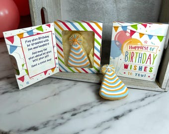 Party Hat Cookie Card Printable, 3.5x5, Smiley Face Birthday Cookies ...