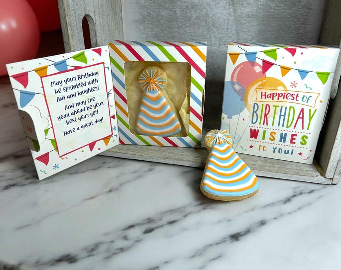 Party Hat Cookie Card Printable, 3.5x5, Smiley Face Birthday Cookies ...