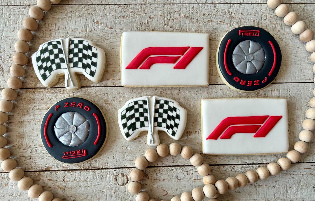 Formula 1 Racing Sugar Cookies – 1 Dozen | Race Car Party Cookies | F1 ...