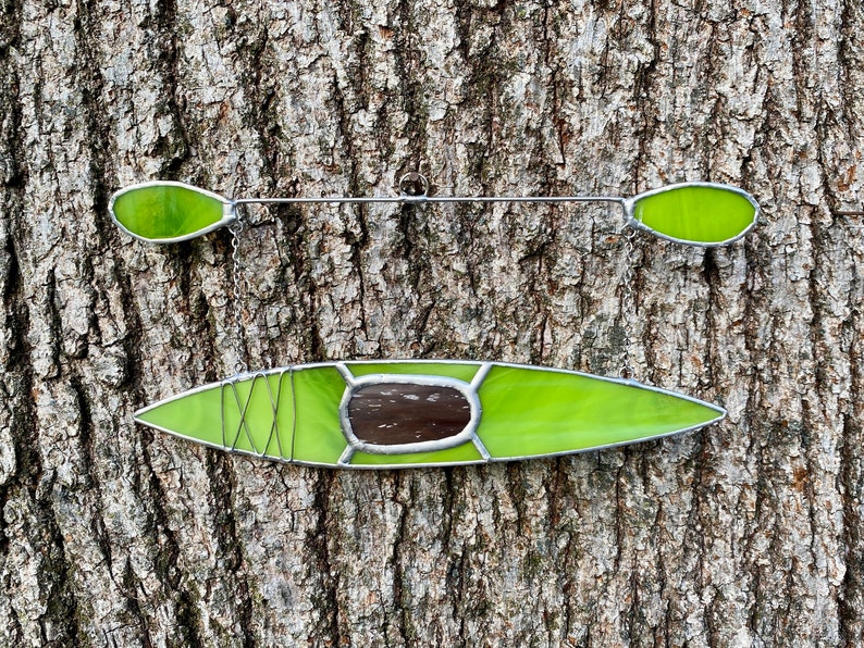 Kayak 11 Stained Glass Suncatcher Hanging From Silver Steel - Etsy