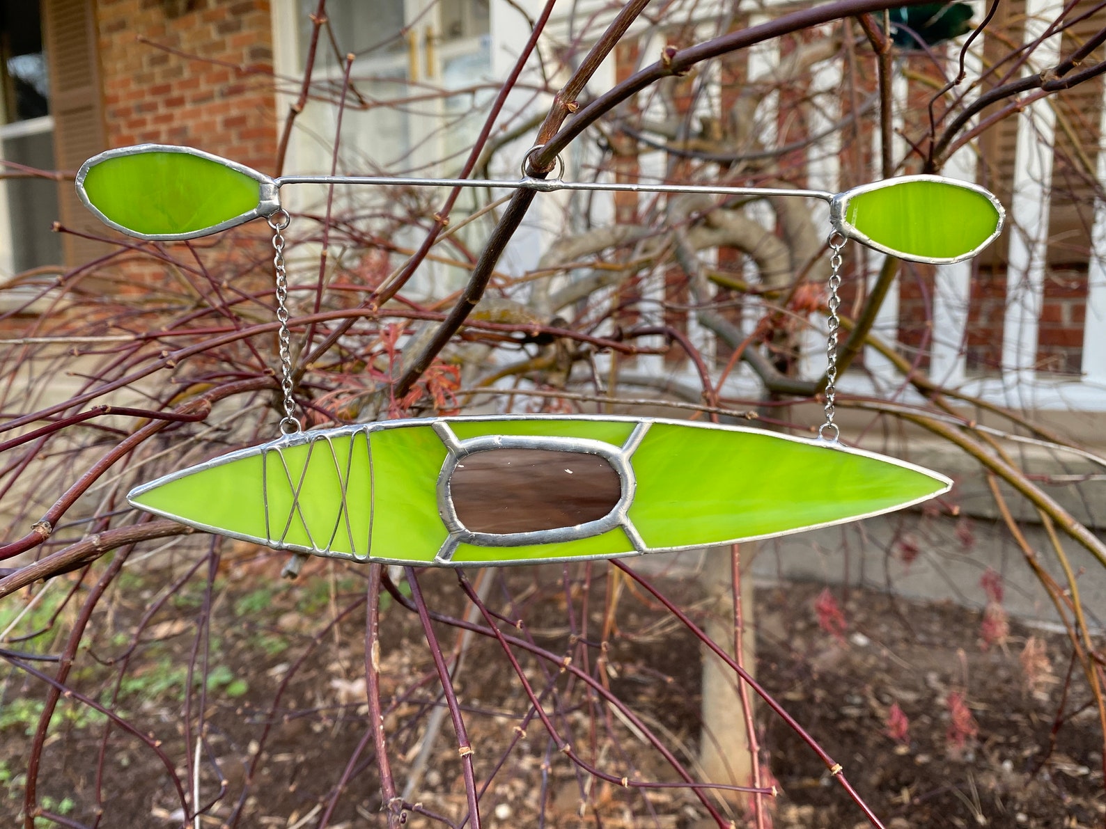 Kayak 11 Stained Glass Suncatcher Hanging From Silver Steel - Etsy