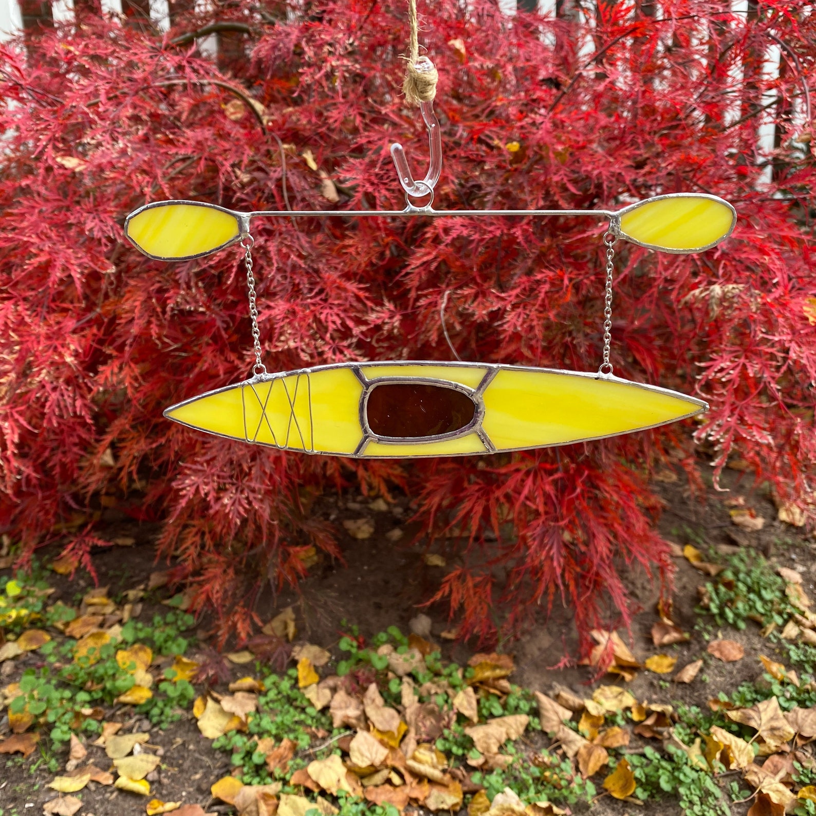 Kayak 14 Stained Glass Suncatcher Hanging From Silver Steel - Etsy