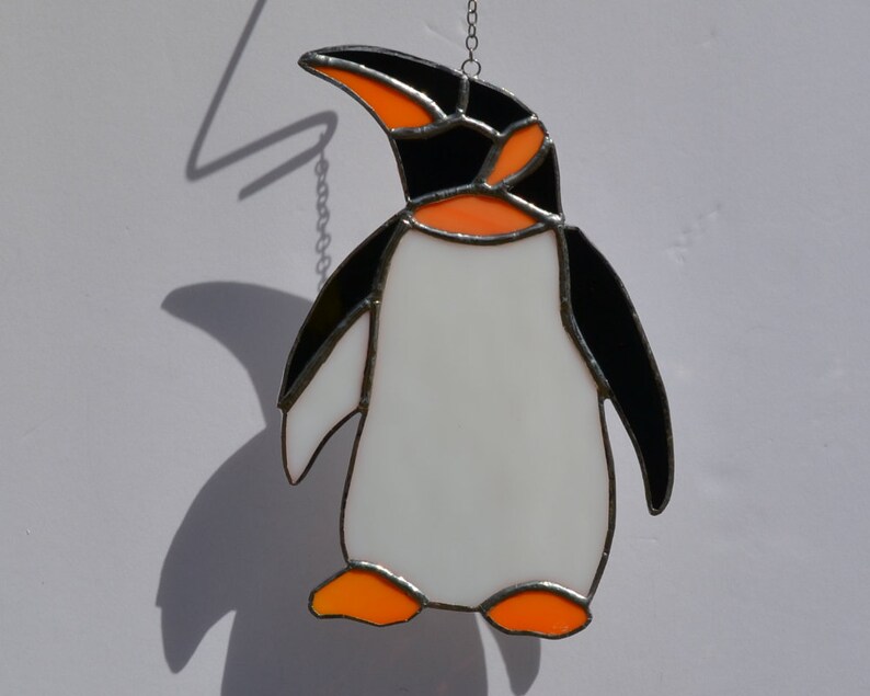 Stained Glass Penguin With Chain - Etsy