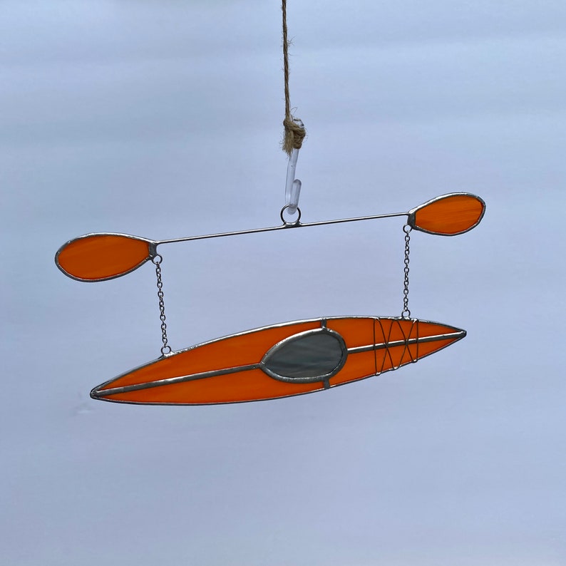 Kayak 25 Stained Glass Suncatcher Hanging From Silver Steel - Etsy