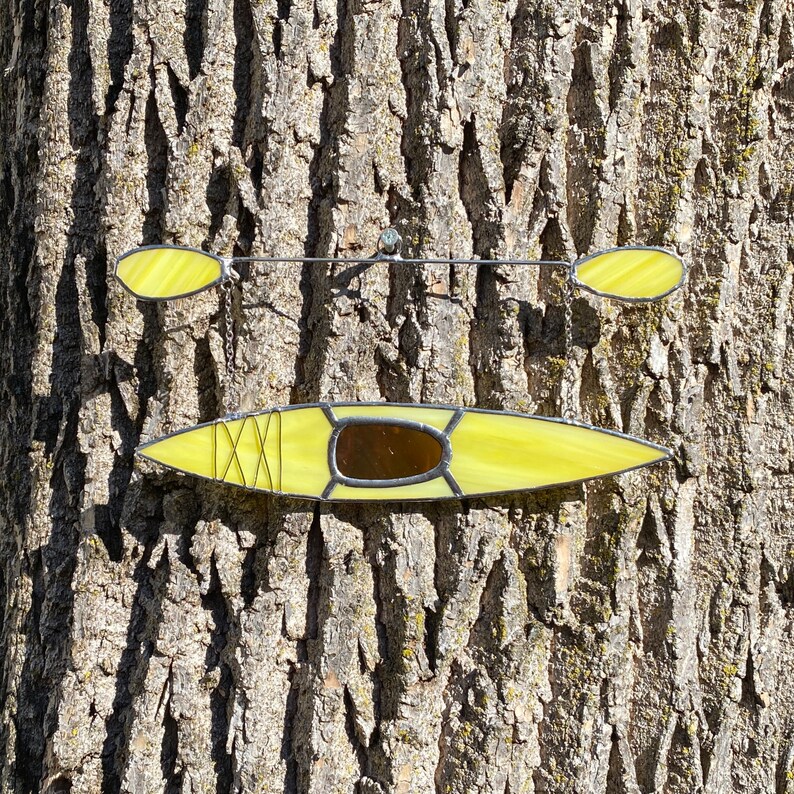 Kayak 14 Stained Glass Suncatcher Hanging From Silver Steel - Etsy