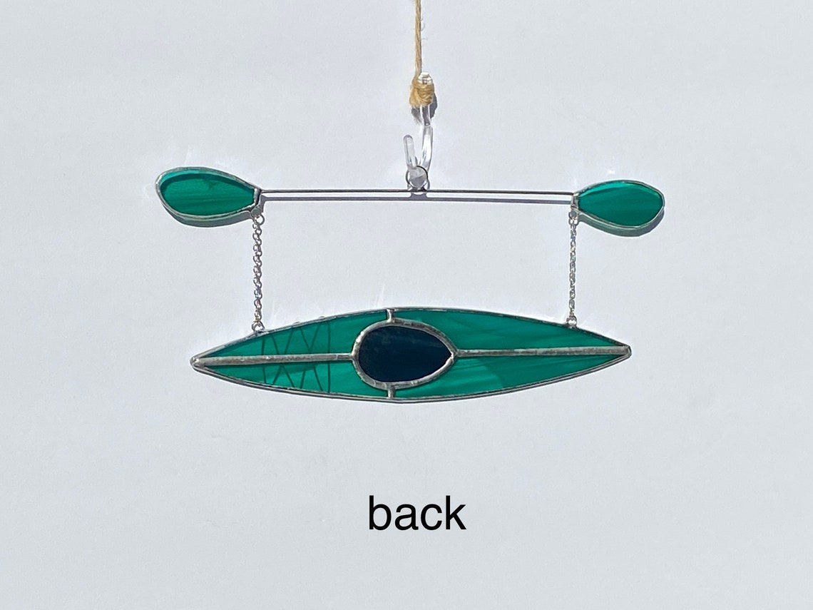 Kayak 8 Stained Glass Suncatcher Hanging From Silver Steel - Etsy