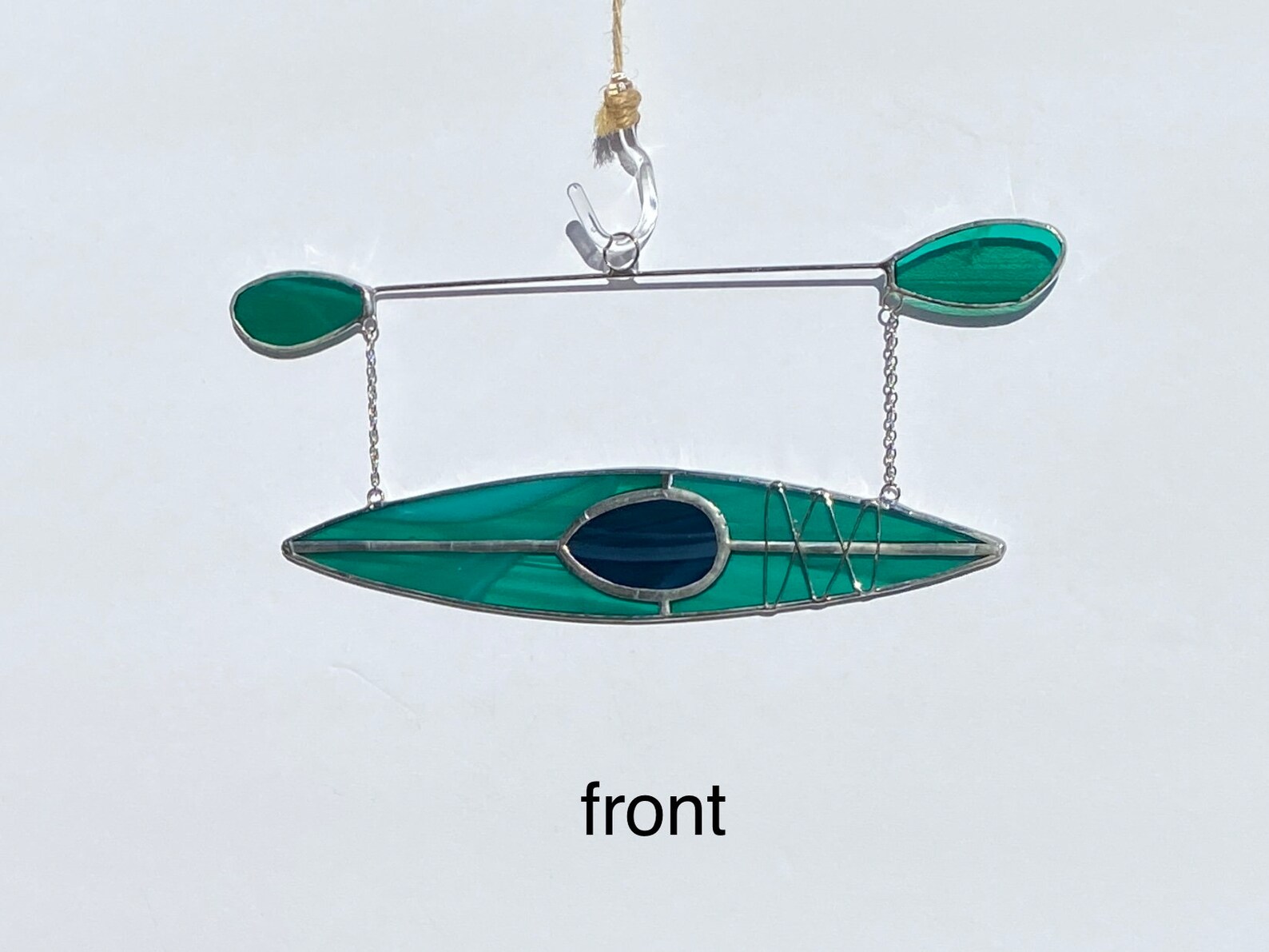 Kayak 8 Stained Glass Suncatcher Hanging From Silver Steel - Etsy