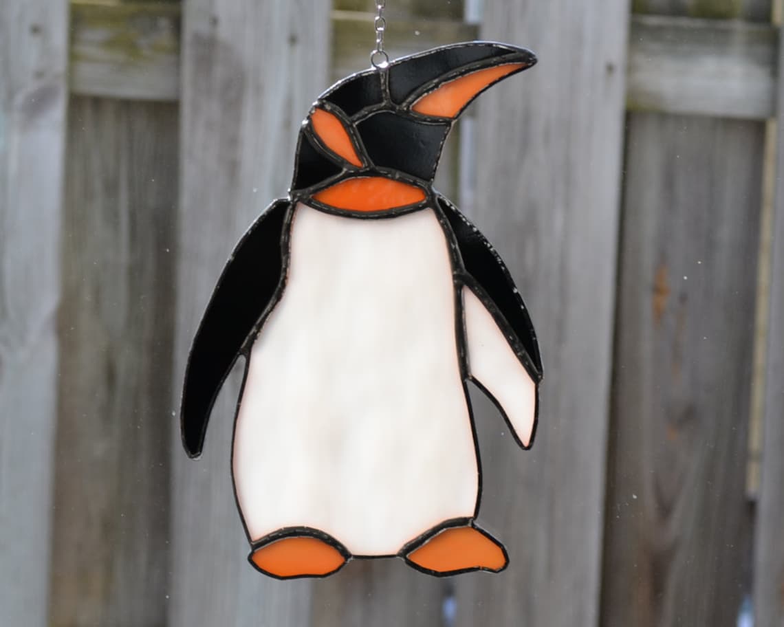 Stained Glass Penguin With Chain - Etsy