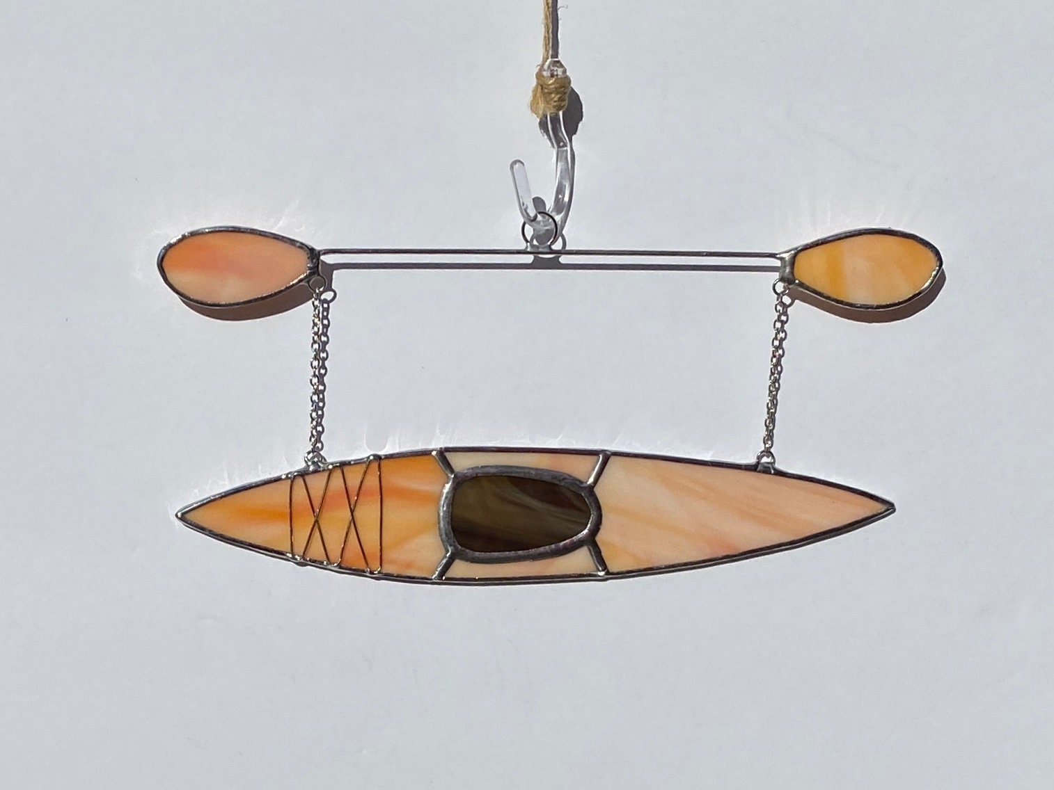 Kayak 7 Stained Glass Suncatcher Hanging From Silver Steel - Etsy