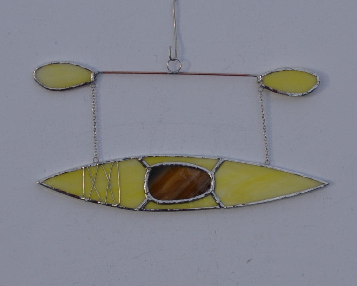 Kayak 14 Stained Glass Suncatcher Hanging From Silver Steel - Etsy