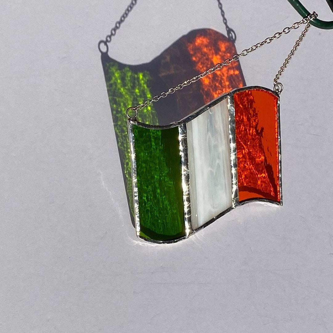 Stained Glass Irish Flag Suncatcher Using Rough-rolled Glass - Etsy