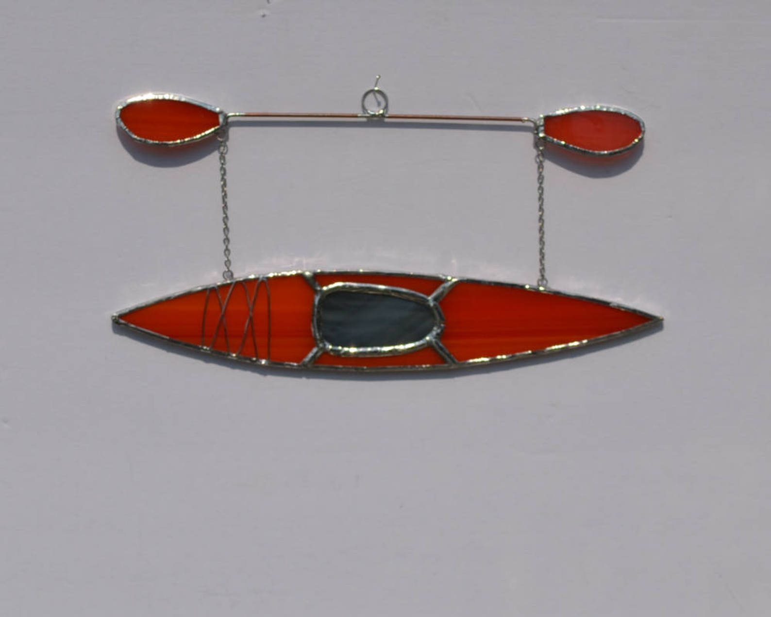 Kayak 5 Stained Glass Suncatcher Hanging From Silver Steel - Etsy