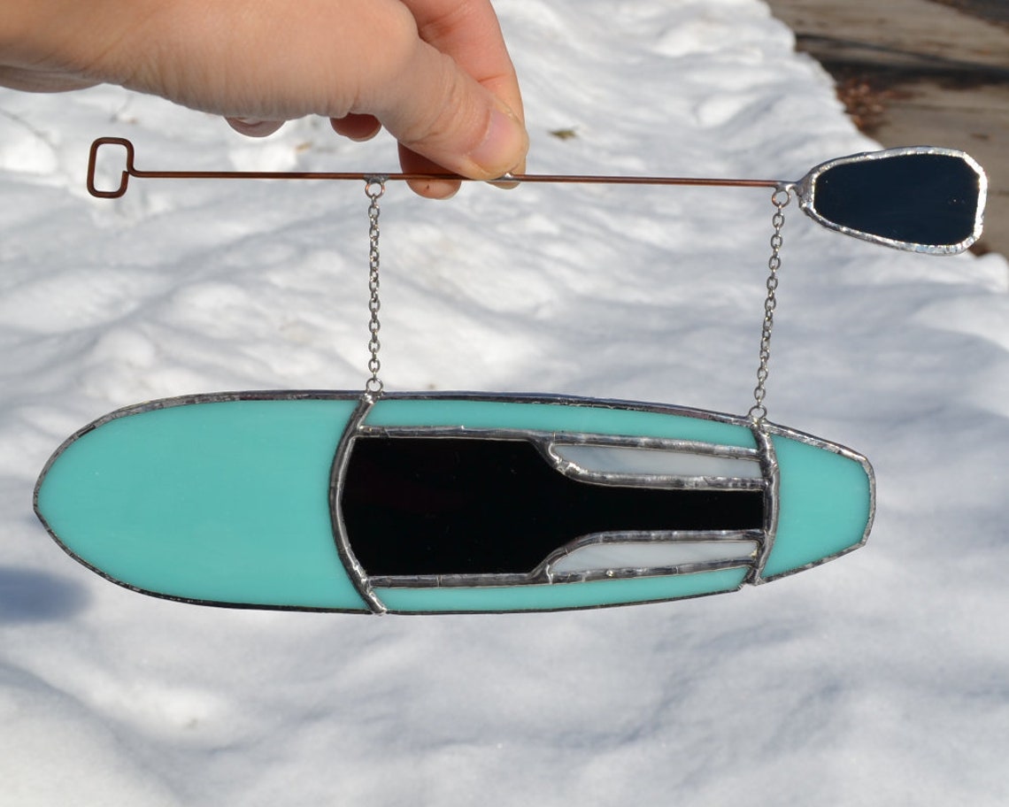Paddle Board 5 Stained Glass Suncatcher Hanging From Silver - Etsy