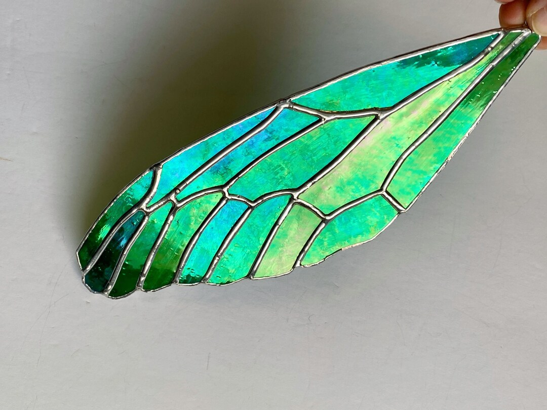 Stained Glass Dragonfly Wing 2 Hanging on Silver Chain - Etsy