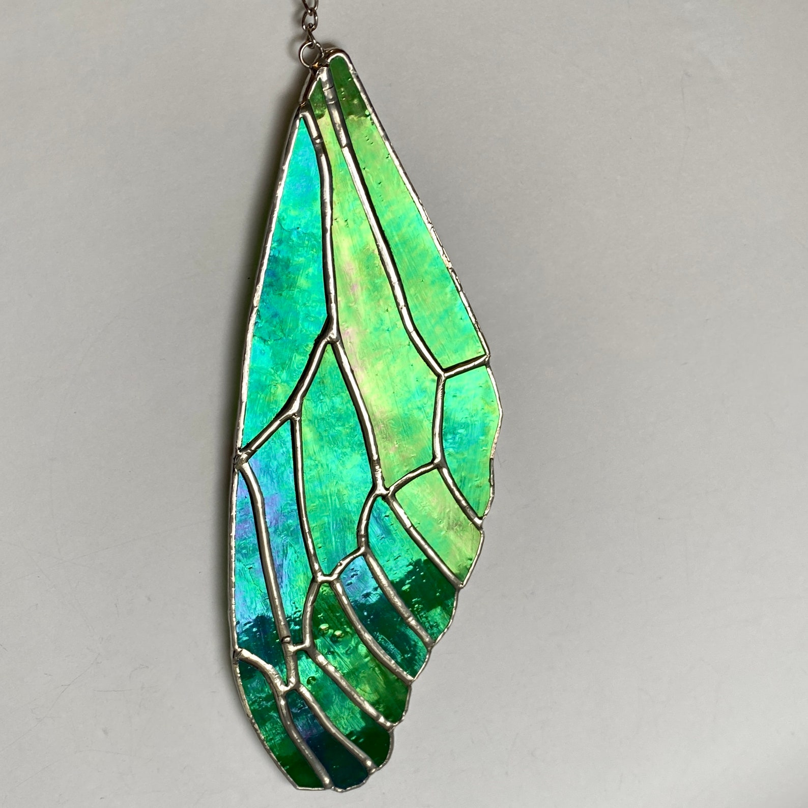 Stained Glass Dragonfly Wing 2 Hanging on Silver Chain - Etsy