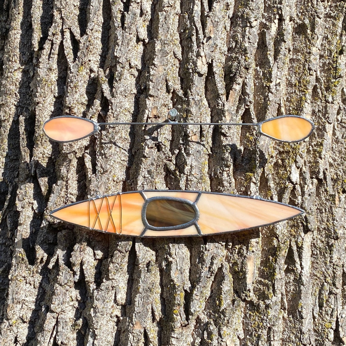 Kayak 7 Stained Glass Suncatcher Hanging From Silver Steel - Etsy