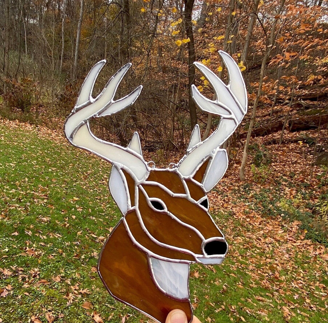 Stained Glass Whitetail Buck Suncatcher - Etsy