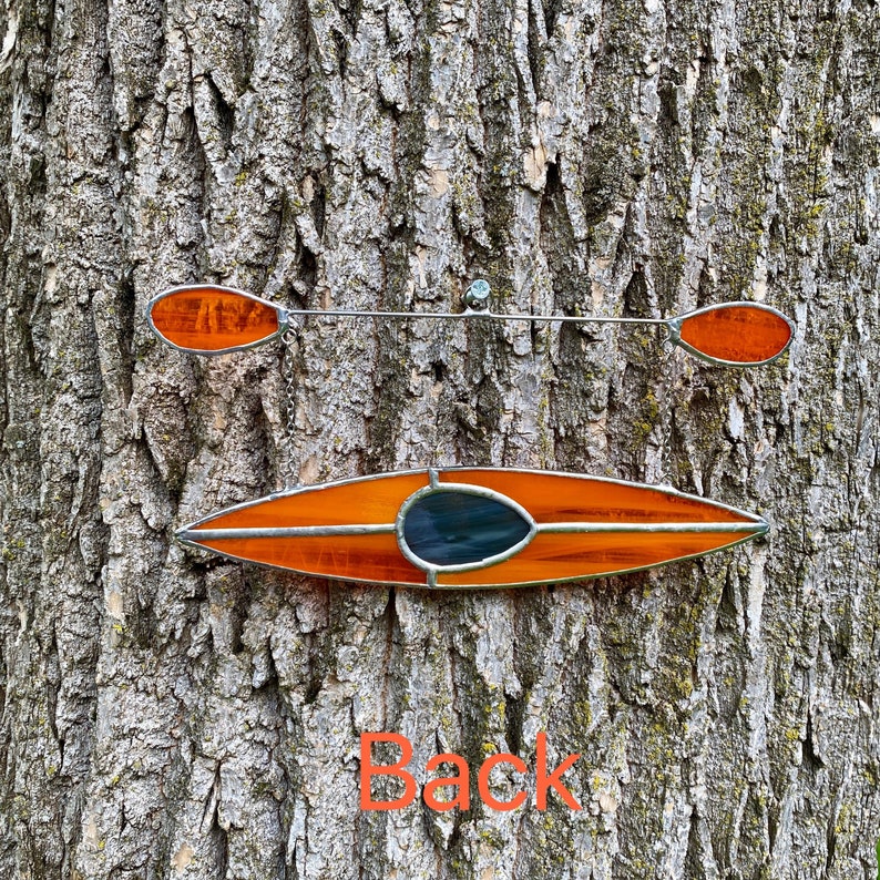 Kayak 25 Stained Glass Suncatcher Hanging From Silver Steel - Etsy