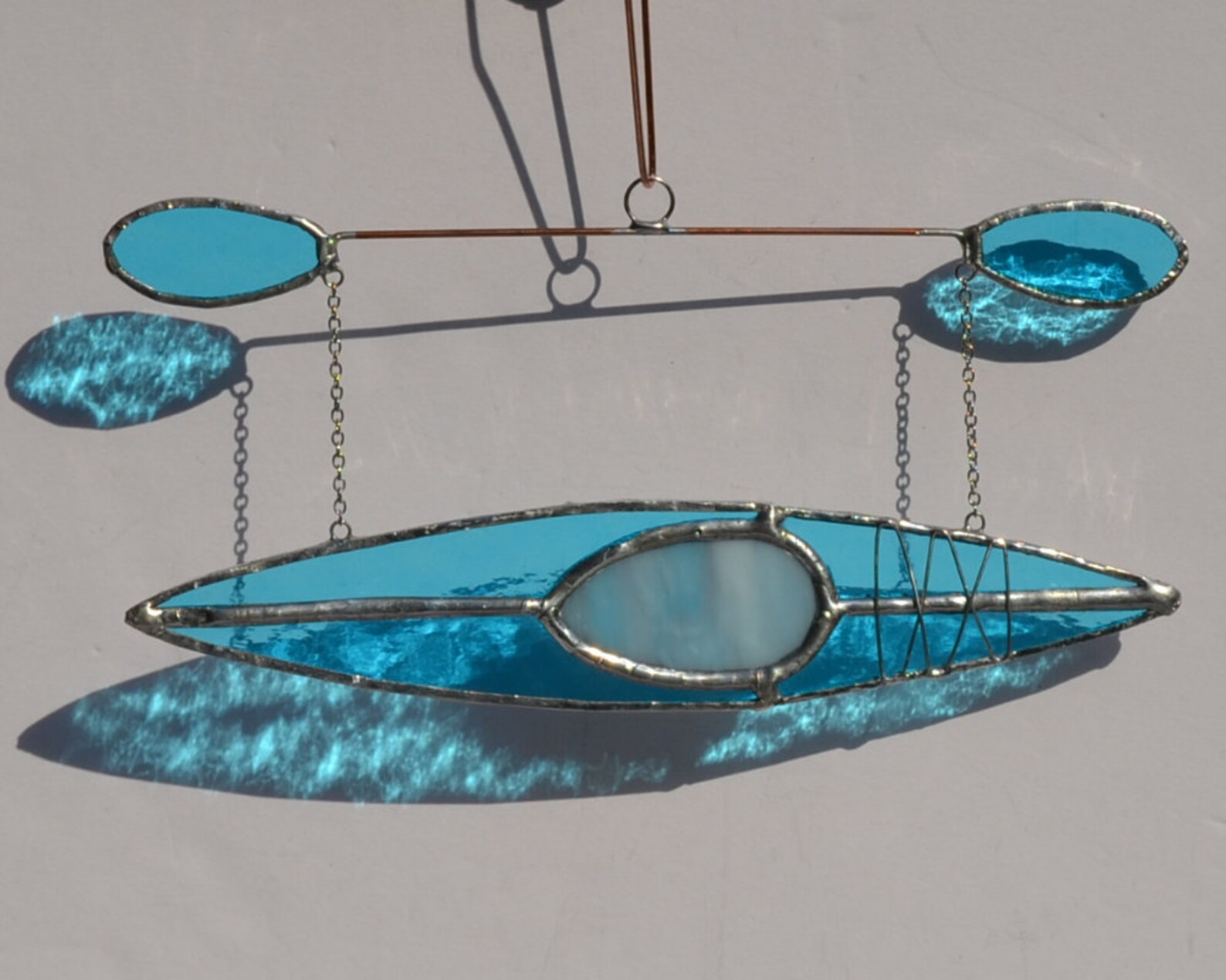 Kayak 23 Stained Glass Suncatcher Hanging From Silver Steel | Etsy