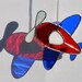 Stained Glass Suncatcher Red White and Blue Airplane Hanging - Etsy