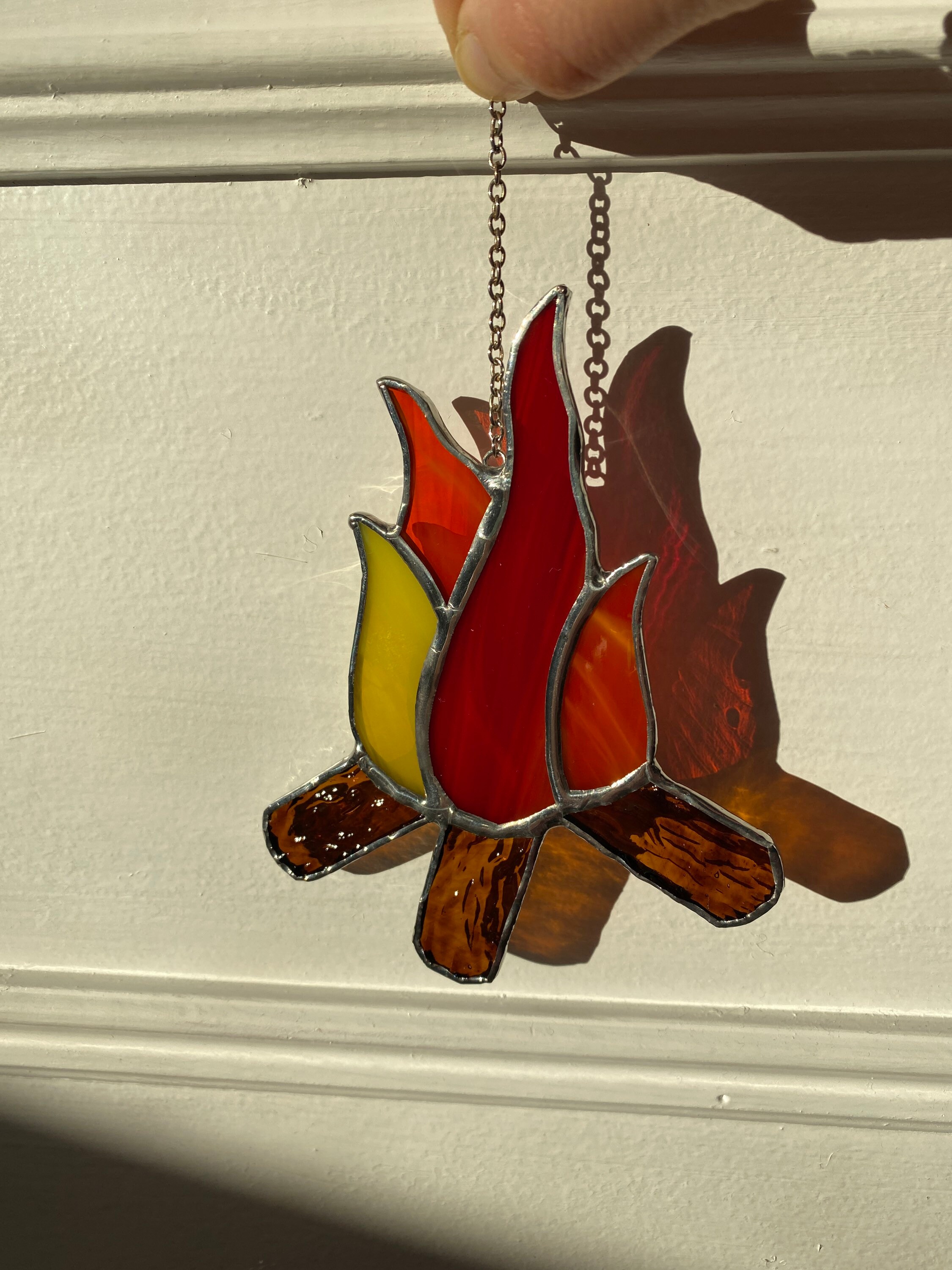 Stained Glass Camping Fire Suncatcher - Etsy