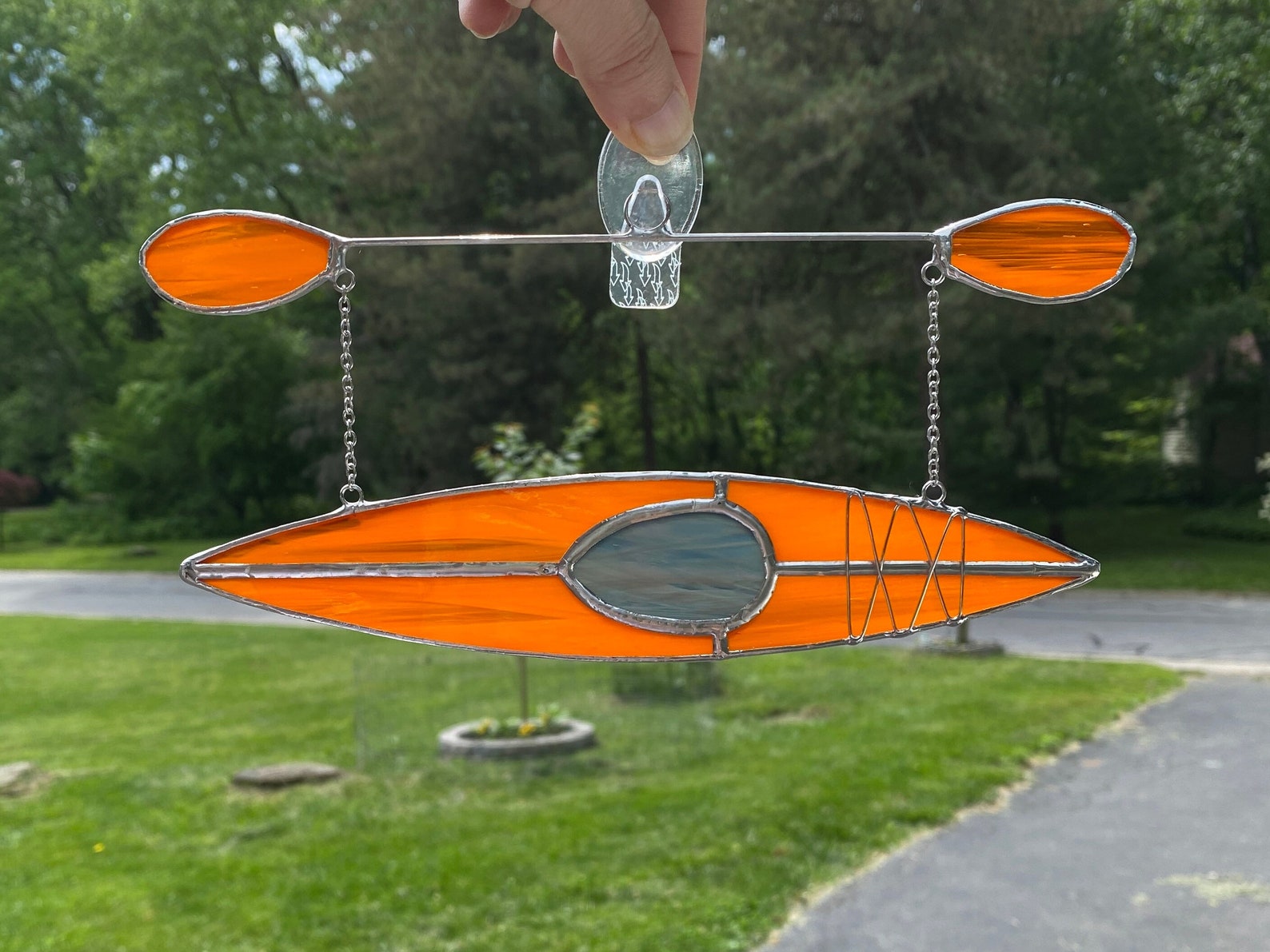 Kayak 25 Stained Glass Suncatcher Hanging From Silver Steel - Etsy