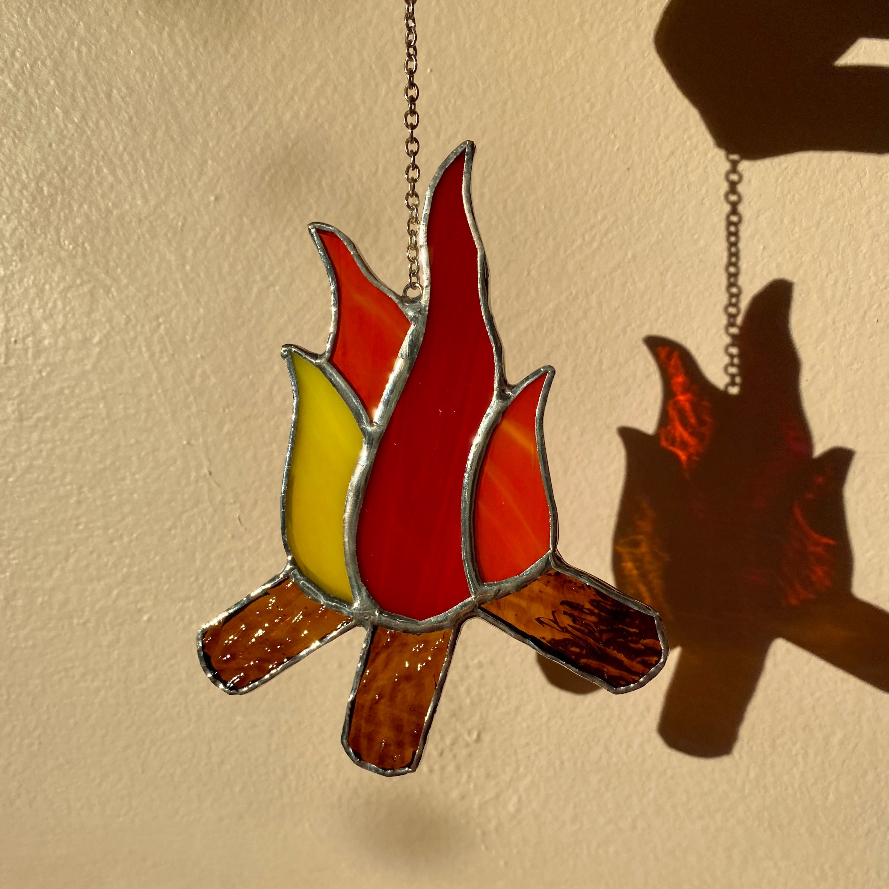 Stained Glass Camping Fire Suncatcher - Etsy