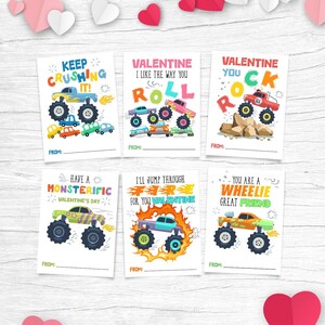 Printable Monster Truck Valentine Cards, Truck Valentine Tags for Kids ...