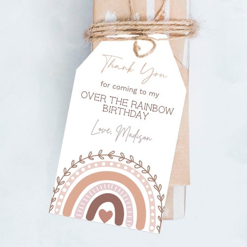 Muted Rainbow Thank You Favor Tag Boho Rainbow 1st Bday - Etsy