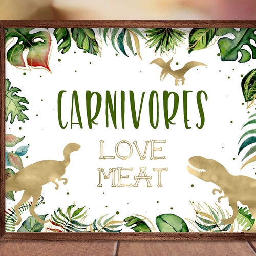 Carnivores Dinosaur Sign Gold Dinosaurs Food Birthday Sign - Etsy