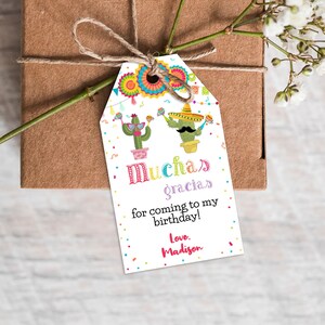 Editable Fiesta Gift Tag, Cactus Guest Tag, Muchas Gracias Favor Tag ...