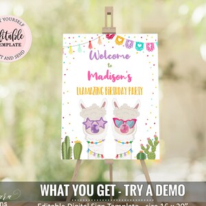 Editable Llama Welcome Sign Llama Birthday Welcome Sign - Etsy