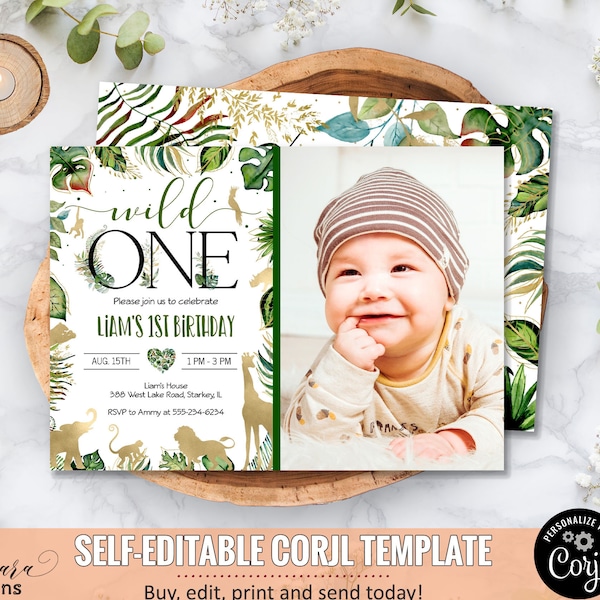 Safari Wild One Birthday Invitation - Etsy